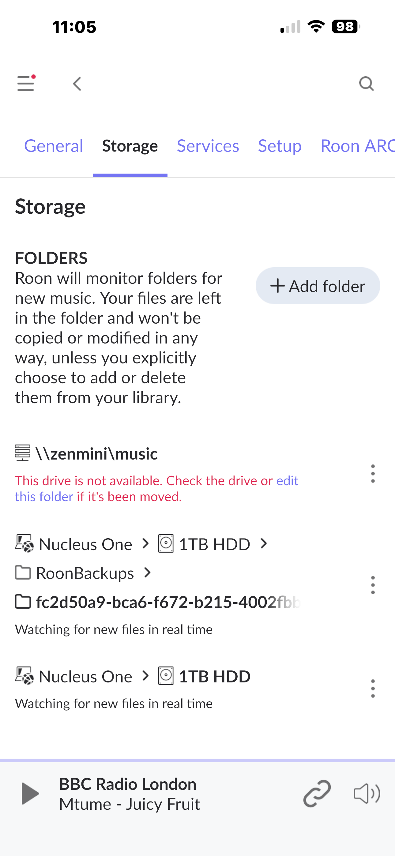 Nucleus loses connection with Zen Mini music library after power outage ...