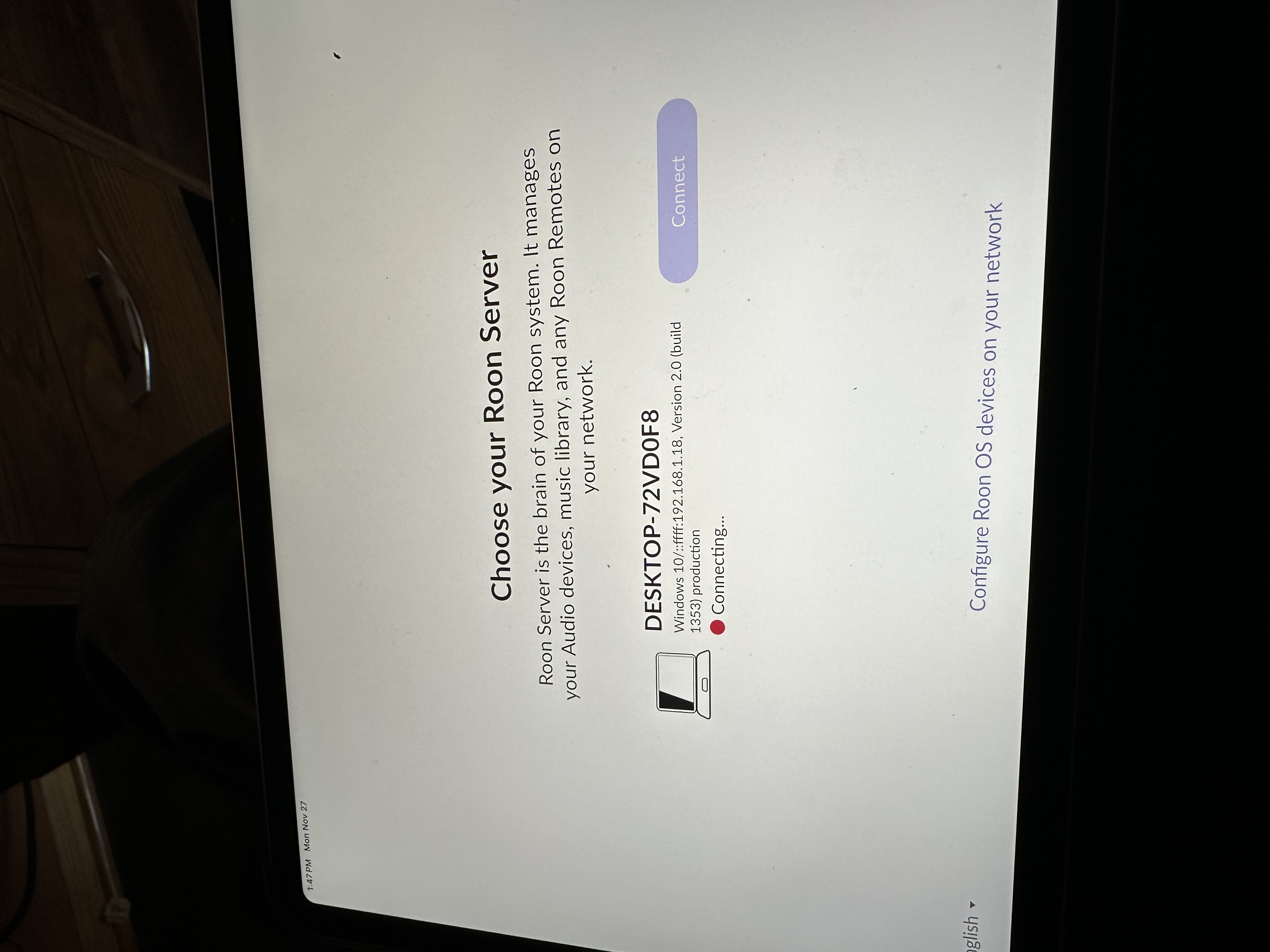 Unable to Connect iPad as Remote to Roon Desktop (ref#0BDQWY) - Support - Roon Labs Community