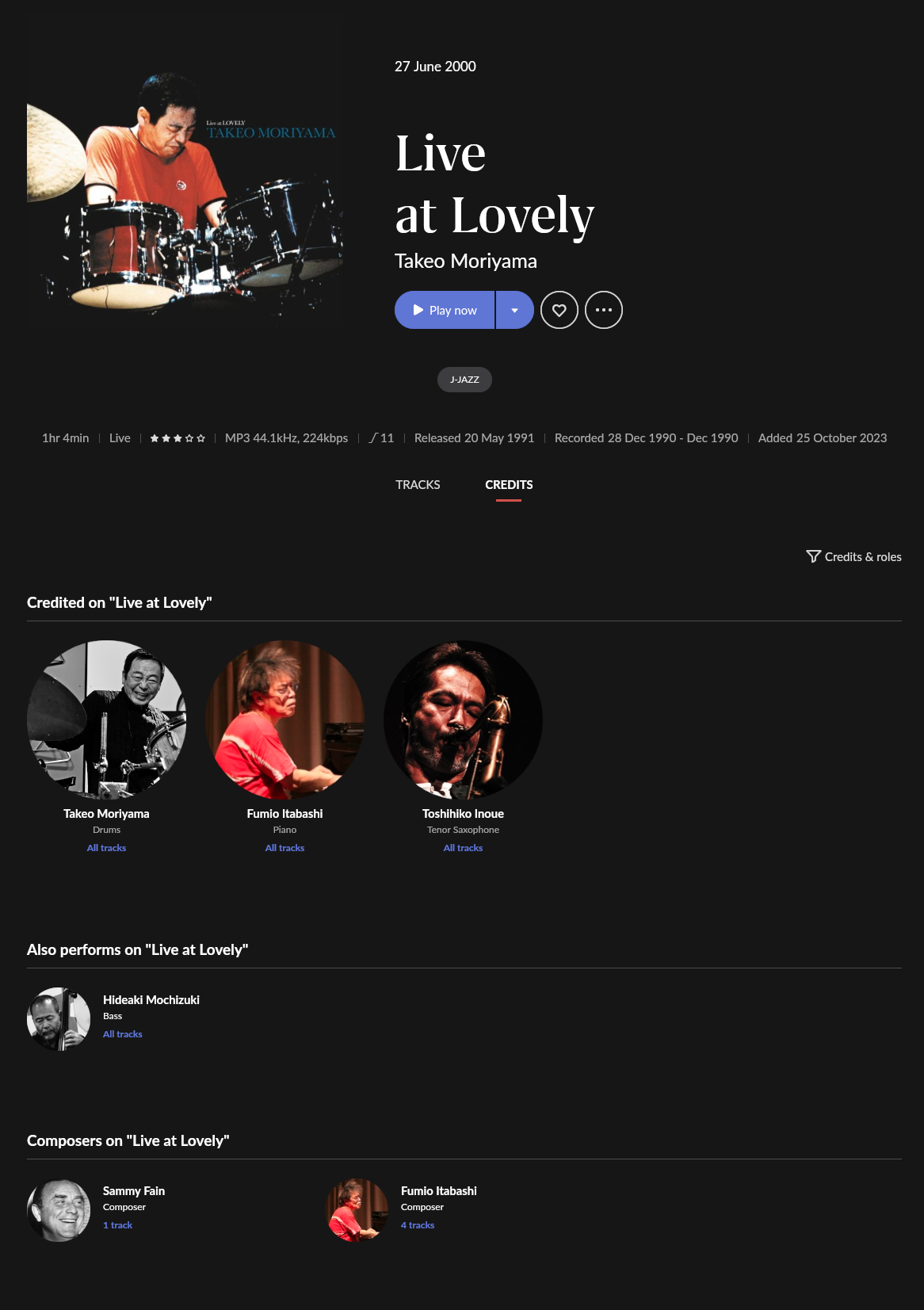 Missing Band Member in Jazz Album Credits (ref#4LBFGW) - Metadata ...