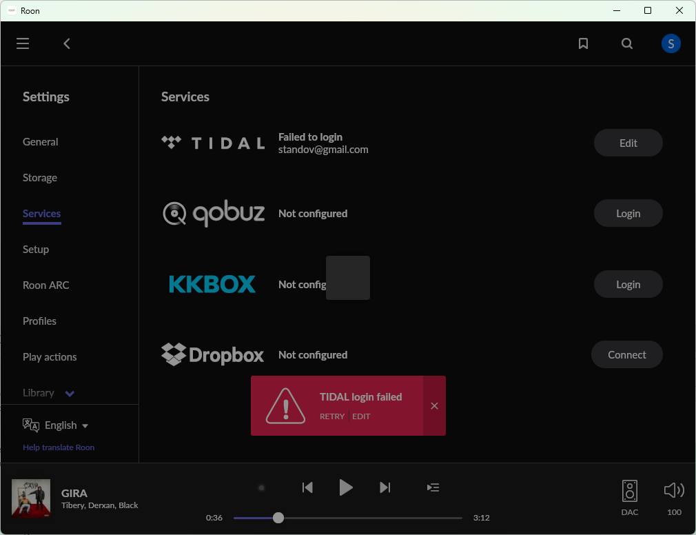 Unable to login to Tidal account on Roon services (ref#EGKWE6) - Support - Roon Labs Community